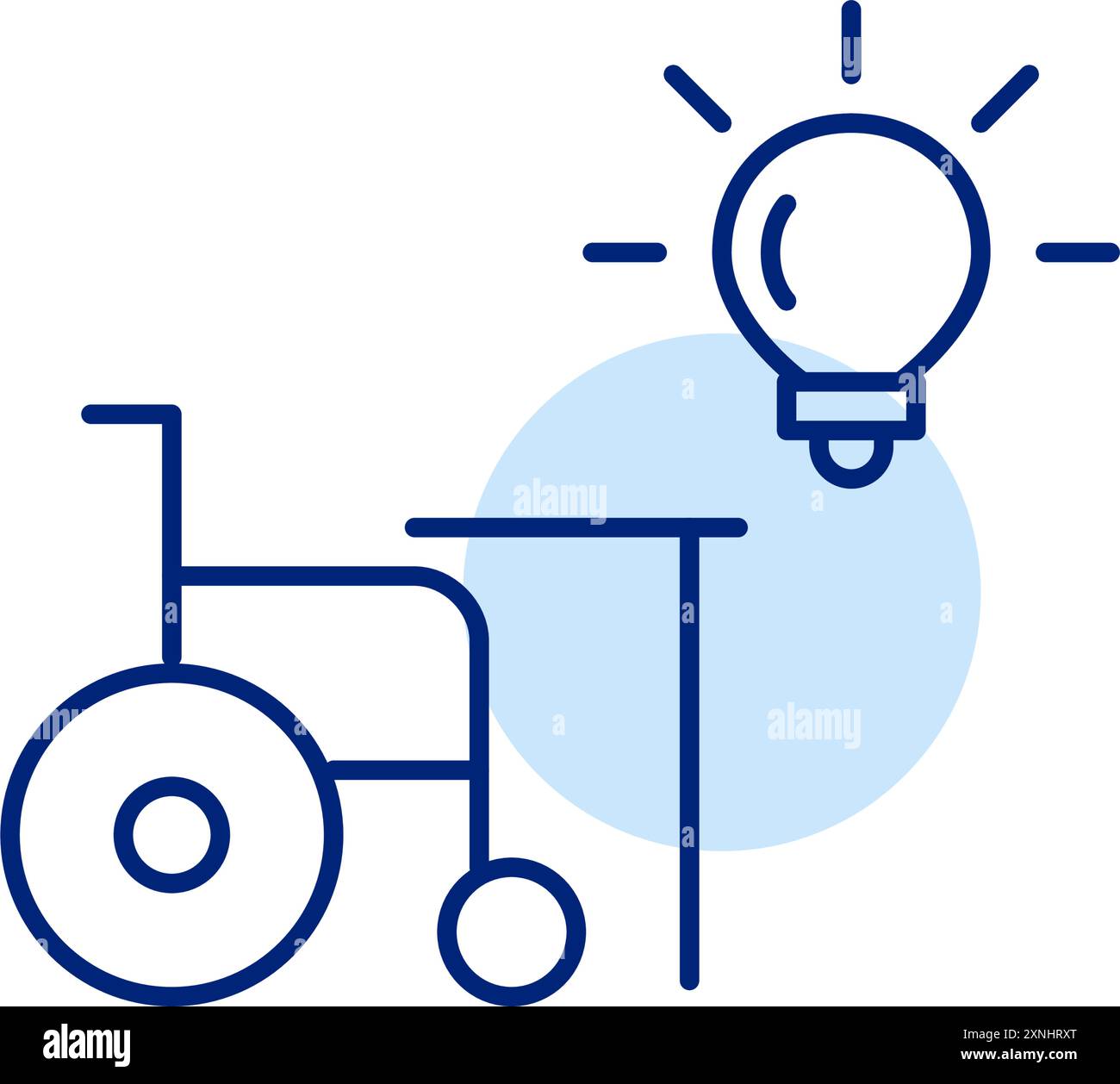 Wheelchair, desk and light bulb. Innovation in inclusivity and career ...