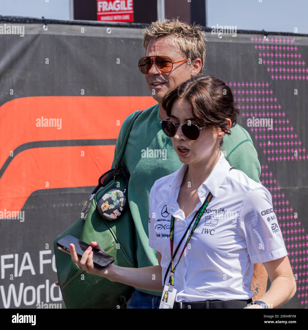 Actor Brad Pitt is filming a scene for his new movie called ''F1 ...
