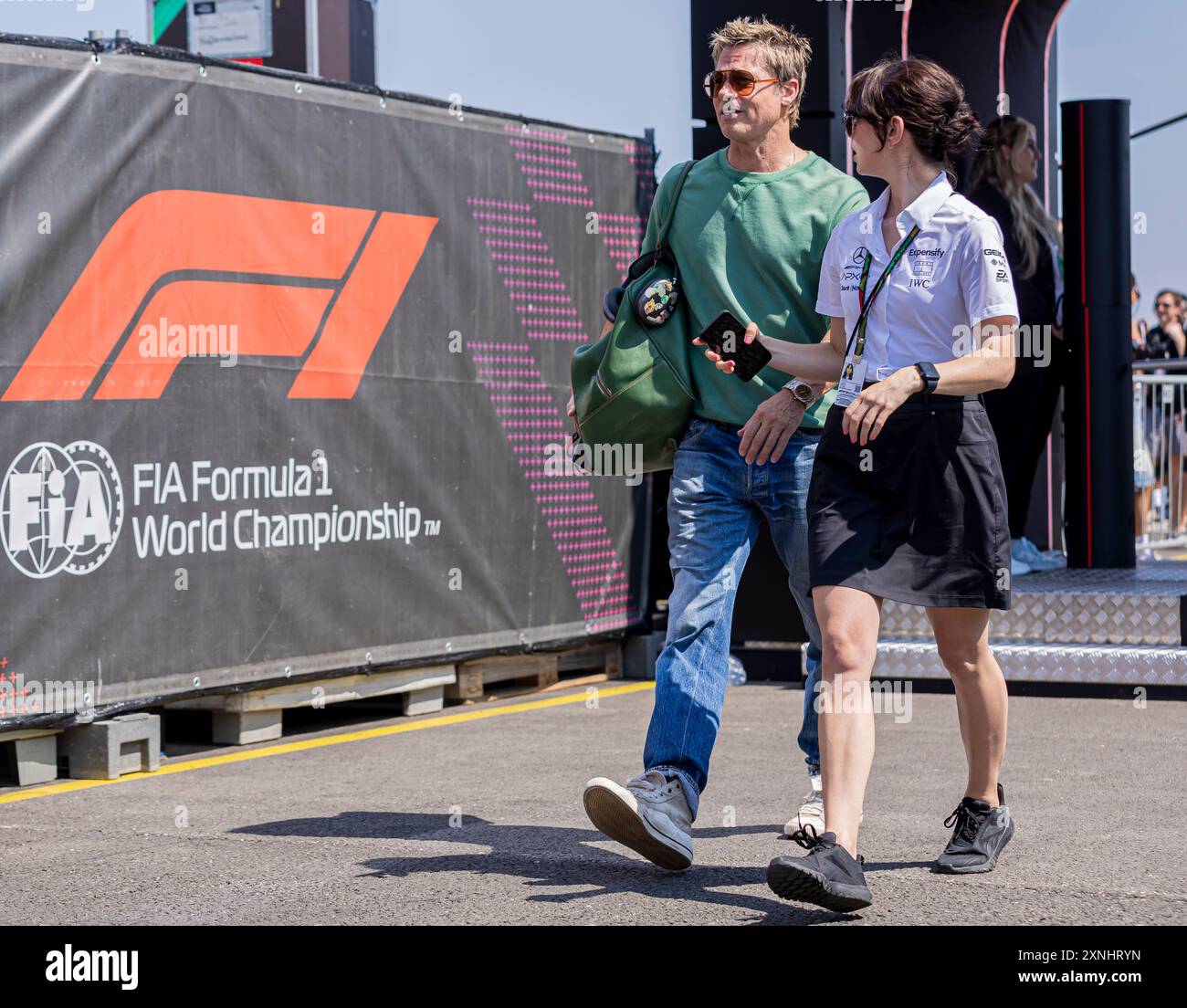 Actor Brad Pitt is filming a scene for his new movie called ''F1 ...