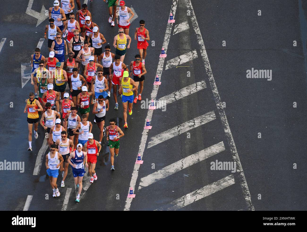 Athletes compete during the men's 20km race walk at the 2024 Summer ...