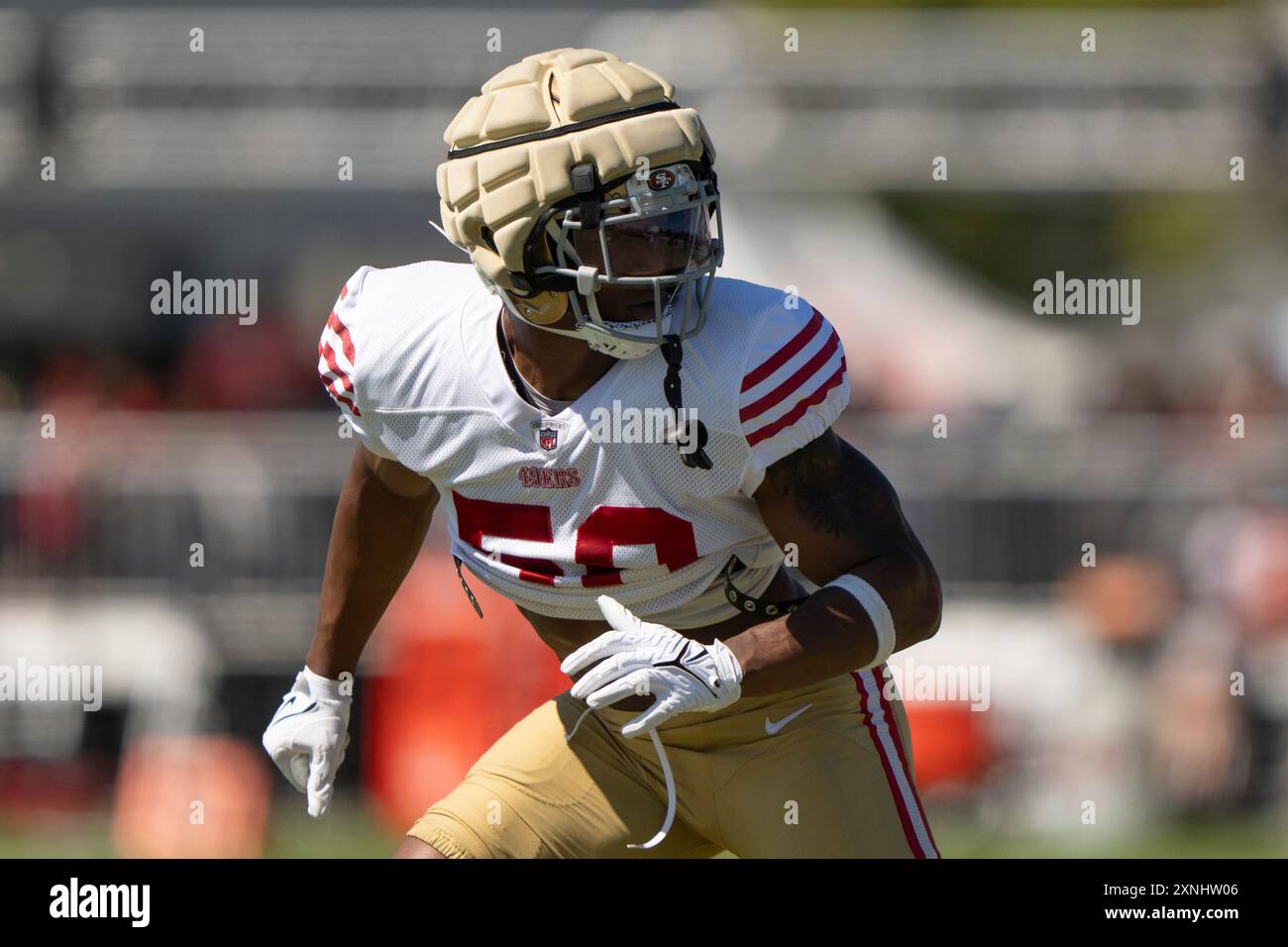 July 31, 2024; Santa Clara, CA, USA; San Francisco 49ers linebacker ...