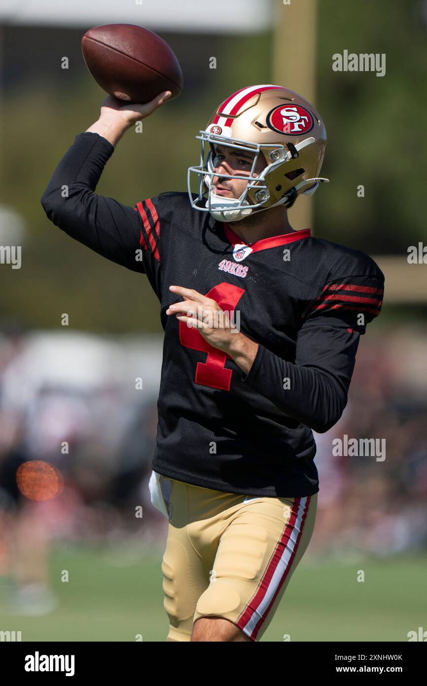July 31, 2024; Santa Clara, CA, USA; San Francisco 49ers quarterback ...