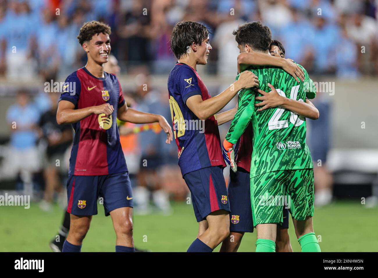 Orlando, FL: FC Barcelona players congratulate and celebrate with ...