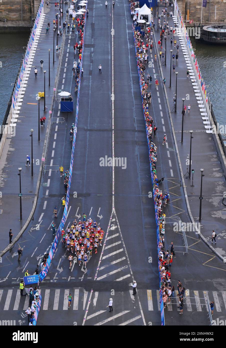 Athletes compete during the men's 20km race walk at the 2024 Summer ...