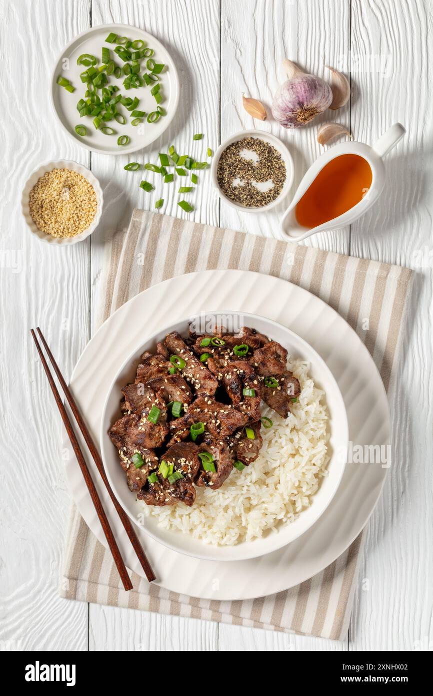 Bulgogi, Korean BBQ Beef, fried thin sliced beef sprinkled with sesame ...