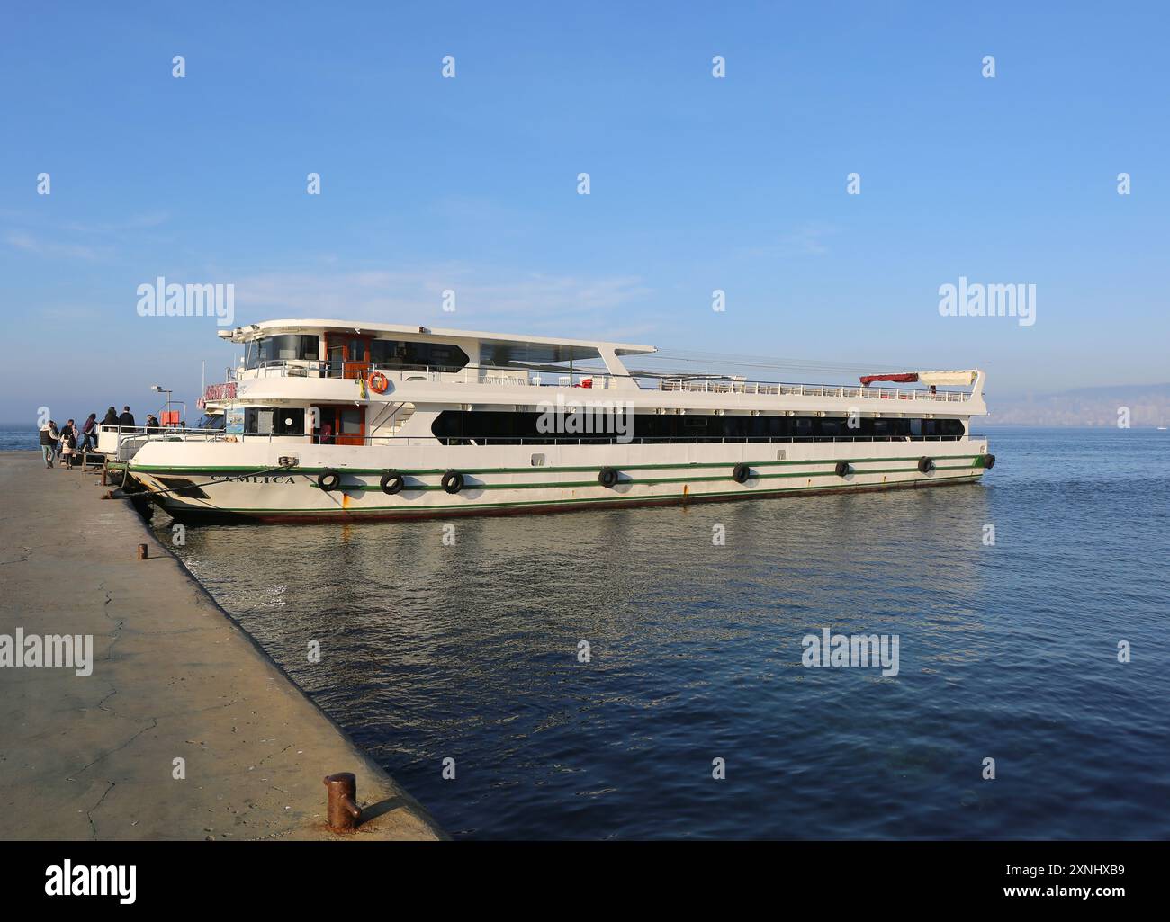 BUYUKADA, ISTANBUL, TURKEY-NOVEMBER 05,2021:Tourboats picking up their ...