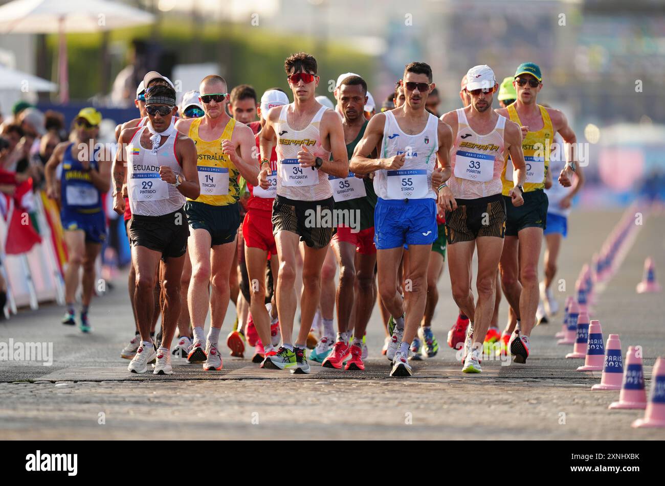 A general view of competitors during the Men's 20km Race Walk at the ...