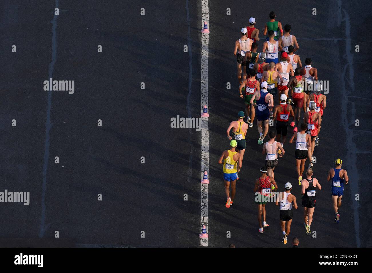 Athletes compete during the men's 20km race walk at the 2024 Summer ...
