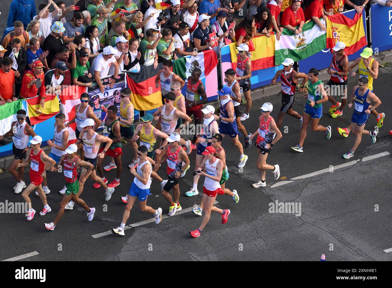 Athletes compete during the men's 20km race walk at the 2024 Summer ...