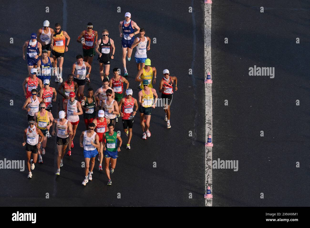 Athletes compete during the men's 20km race walk at the 2024 Summer ...