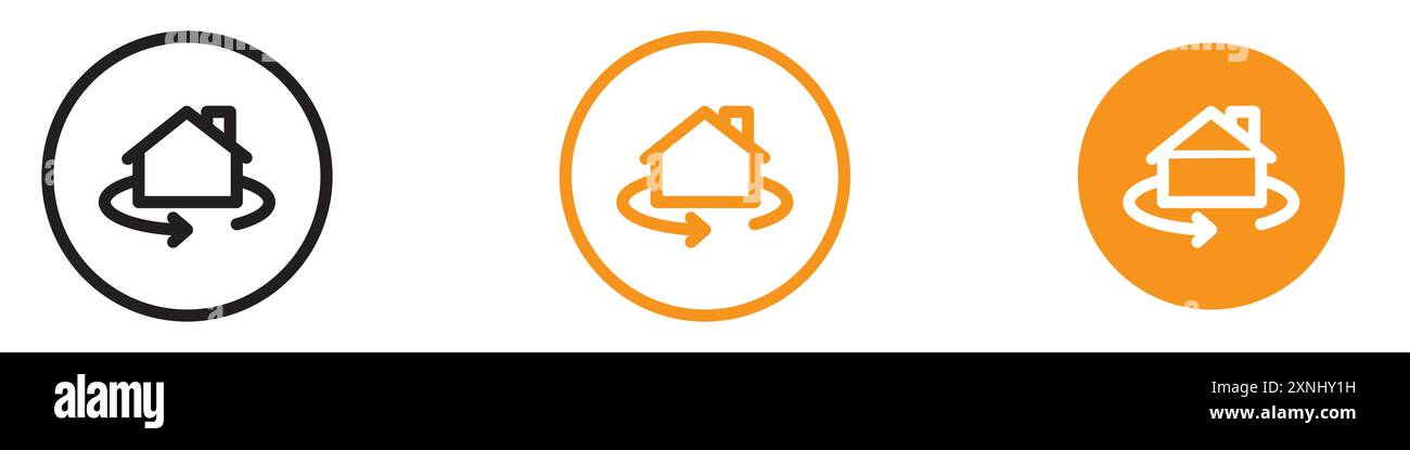 360 degree house icon web design logo set collection in flat vector ...