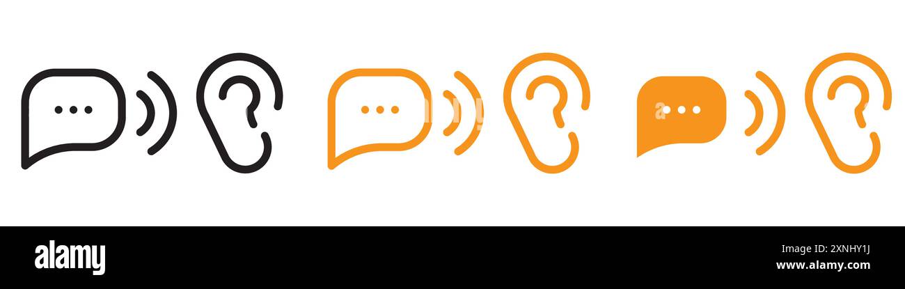 Active listening icon web design logo set collection in flat vector ...