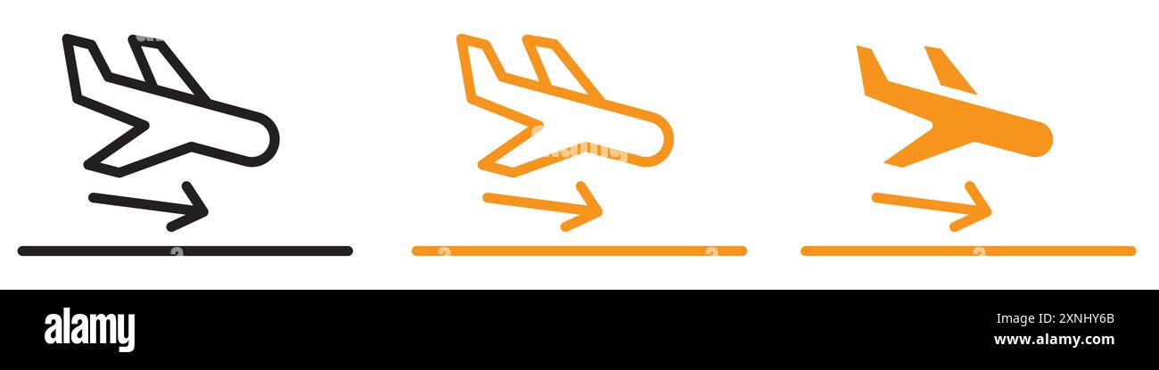 Arrivals plane icon web design logo set collection in flat vector Stock ...