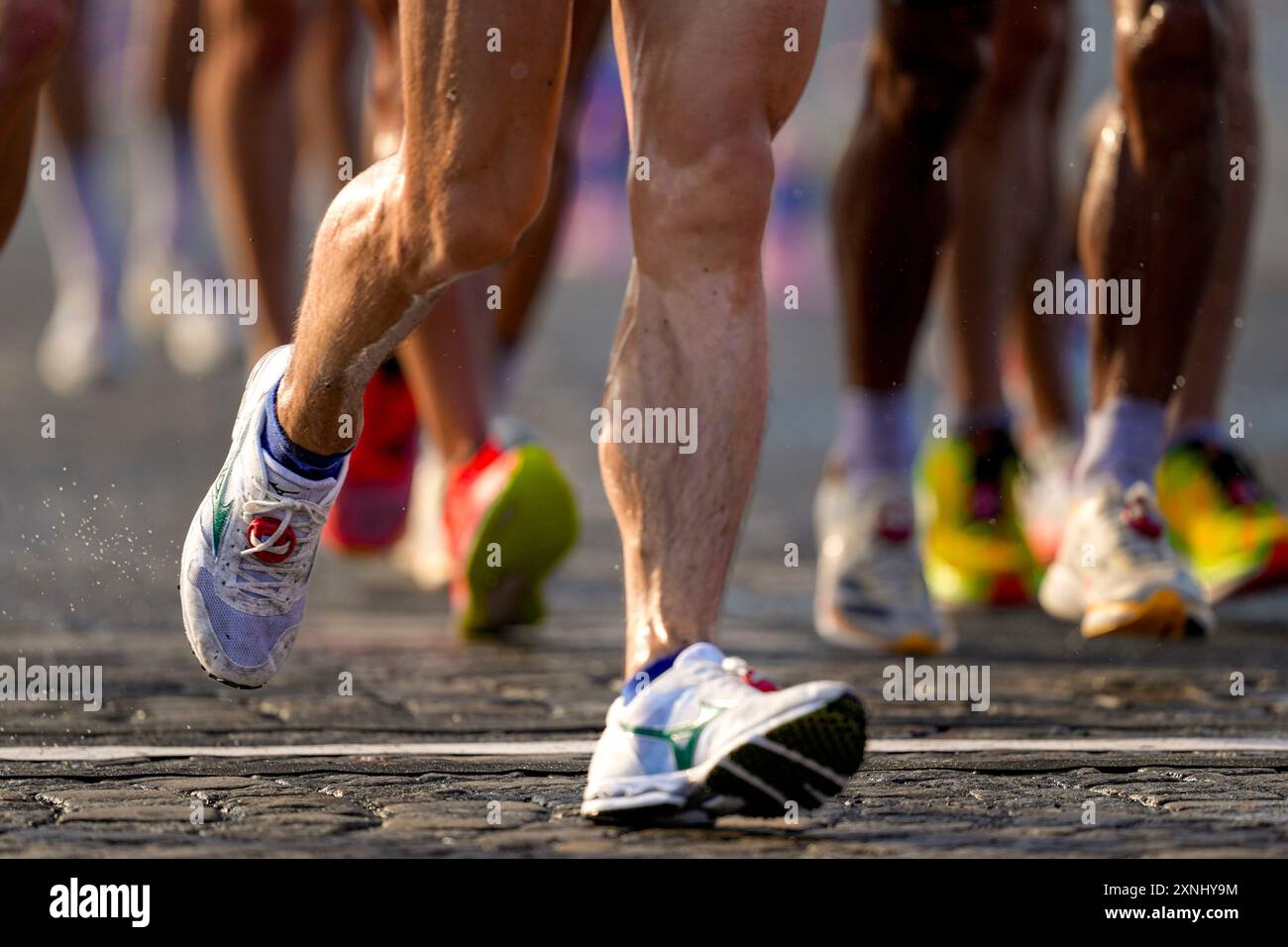 Athletes compete during the men's 20km race walk at the 2024 Summer ...