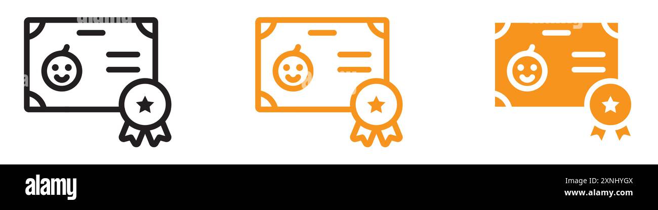 Birth certification icon web design logo set collection in flat vector ...