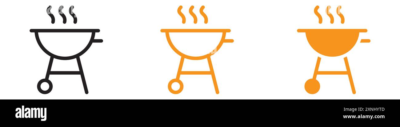 Barbecue grill icon web design logo set collection in flat vector Stock ...