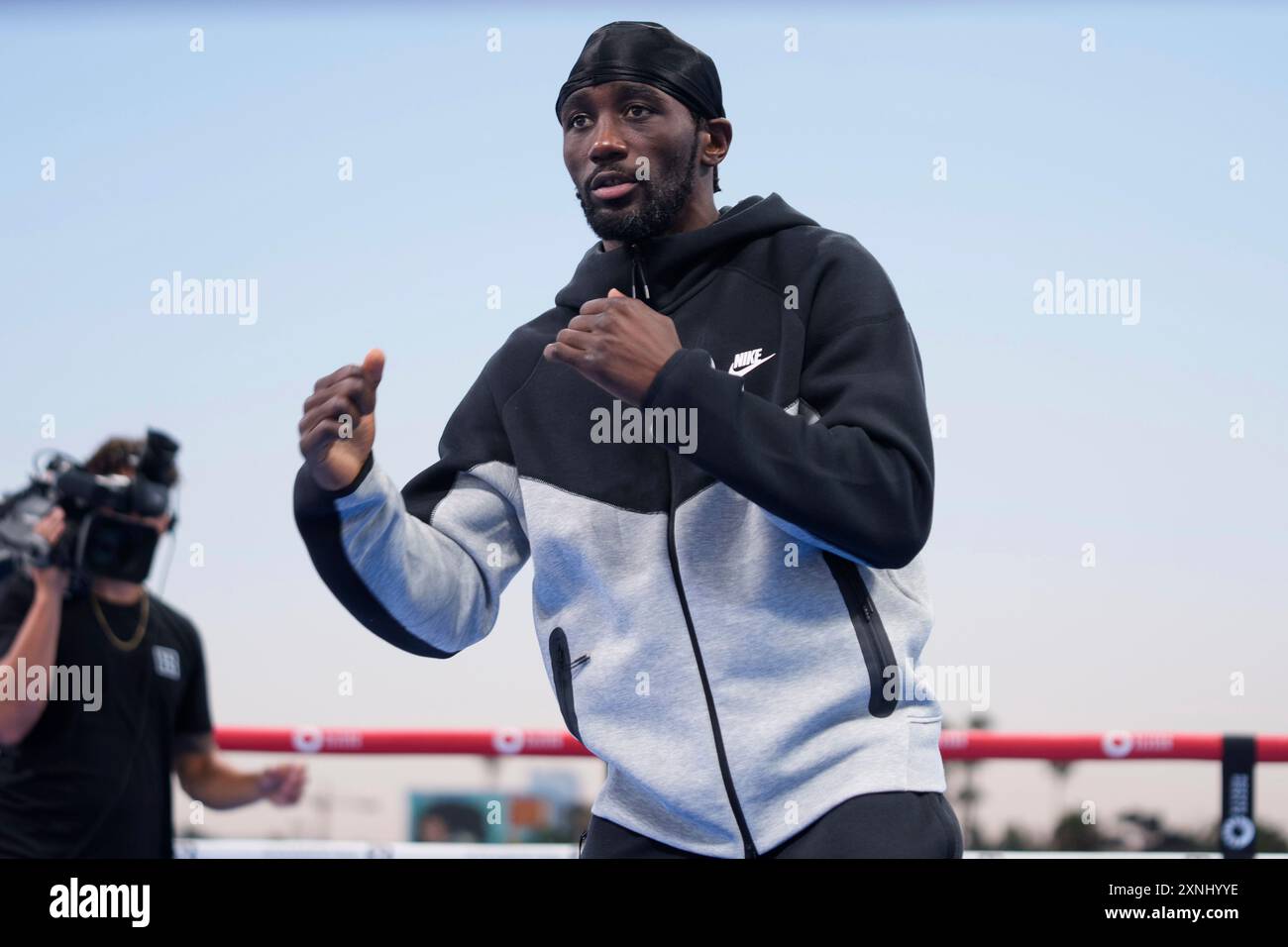 American boxer Terence Crawford conducts a public workout at the Santa ...