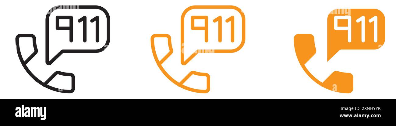 Call 911 phone number icon web design logo set collection in flat vector Stock Vector Image ...