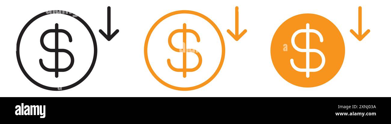 Cost reduction icon web design logo set collection in flat vector Stock ...