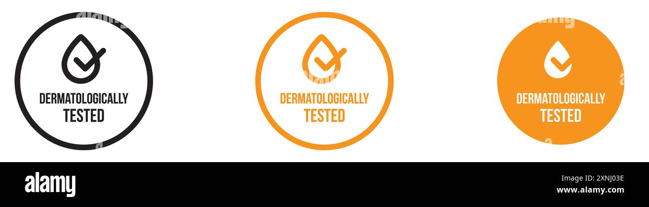 dermatologically tested icon web design logo set collection in flat ...