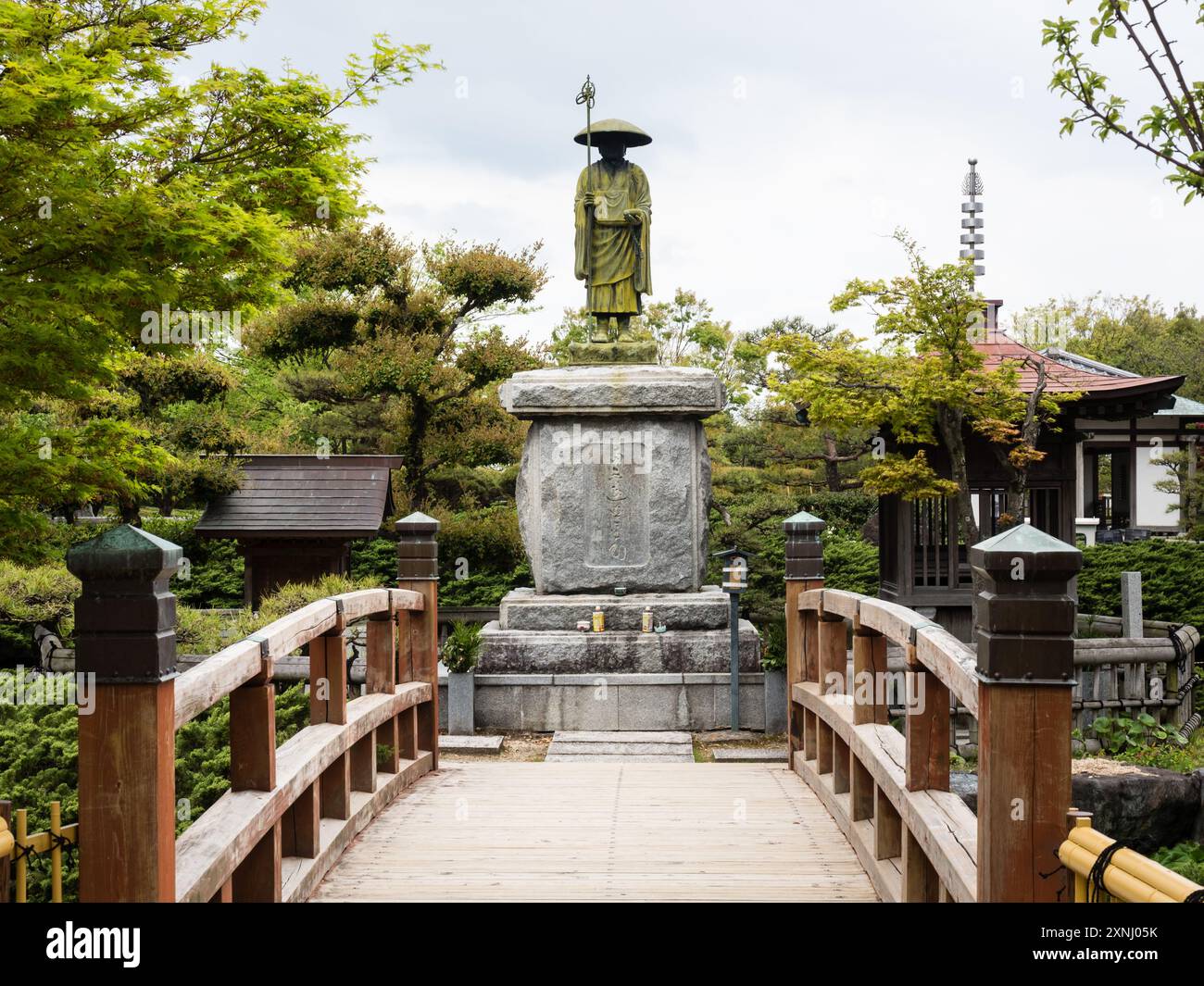 Matsuyama, Japan - April 10, 2018: Statue of Kobo Daishi at Jonofuchi ...