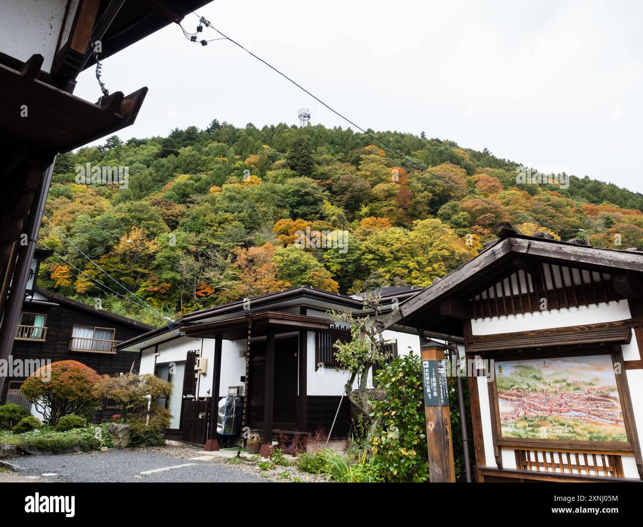 Kiso, Nagano prefecture, Japan - October 23, 2017: Traditional houses in historic district of ...