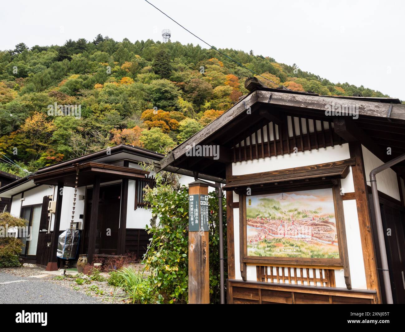 Kiso, Nagano prefecture, Japan - October 23, 2017: Traditional houses in historic district of ...