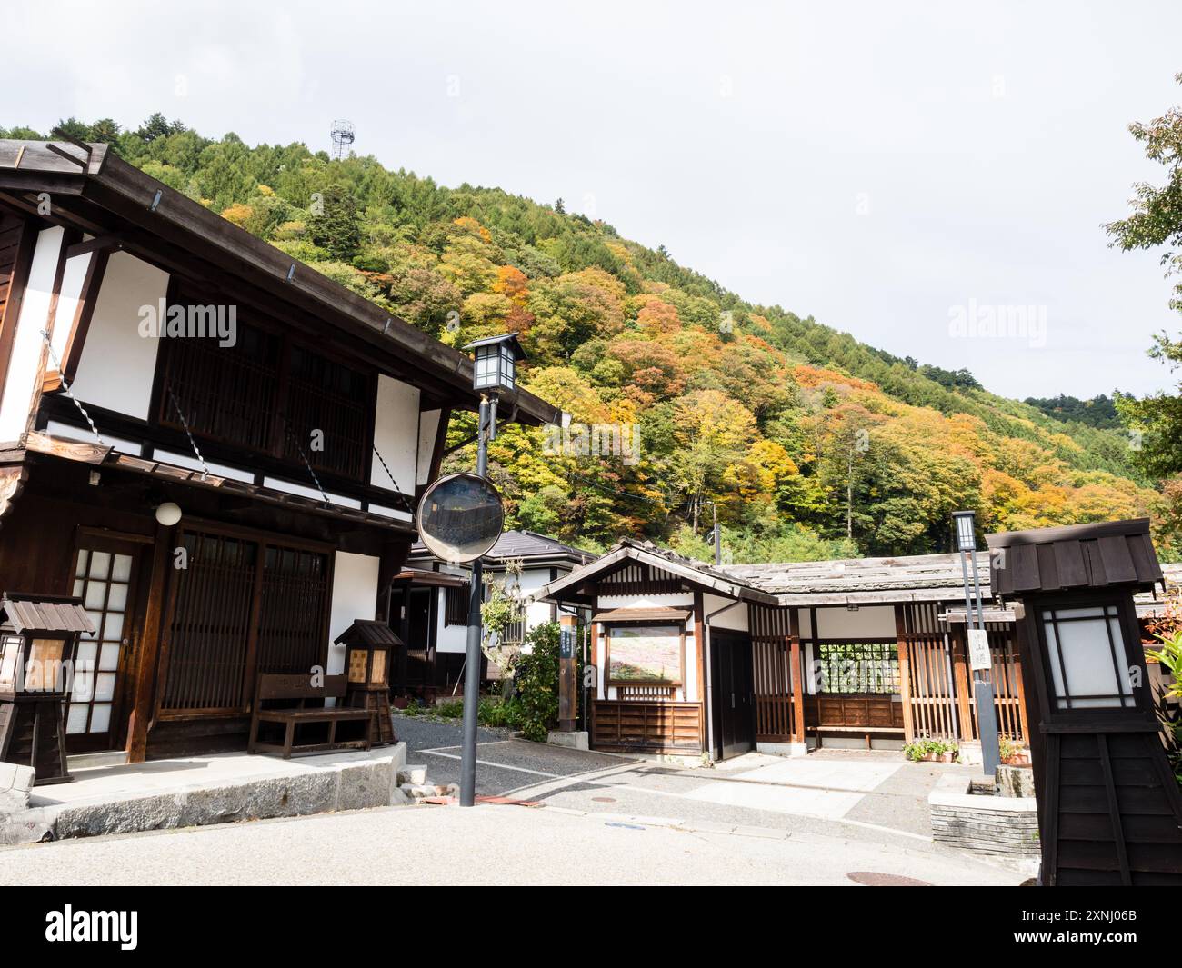 Kiso, Nagano prefecture, Japan - October 23, 2017: Traditional houses in historic district of ...