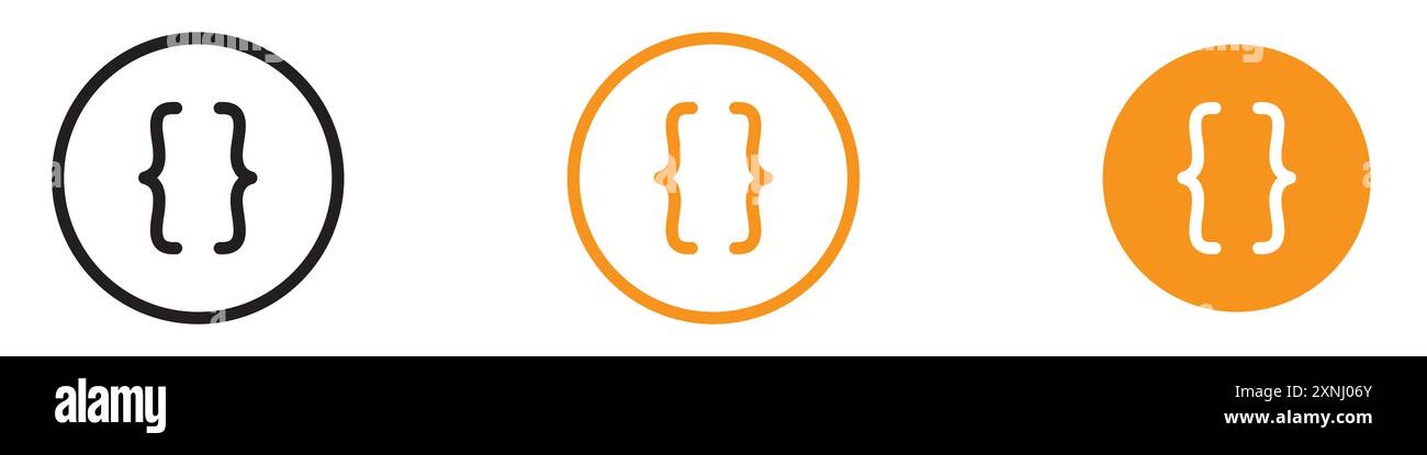 Font brackets icon web design logo set collection in flat vector Stock ...