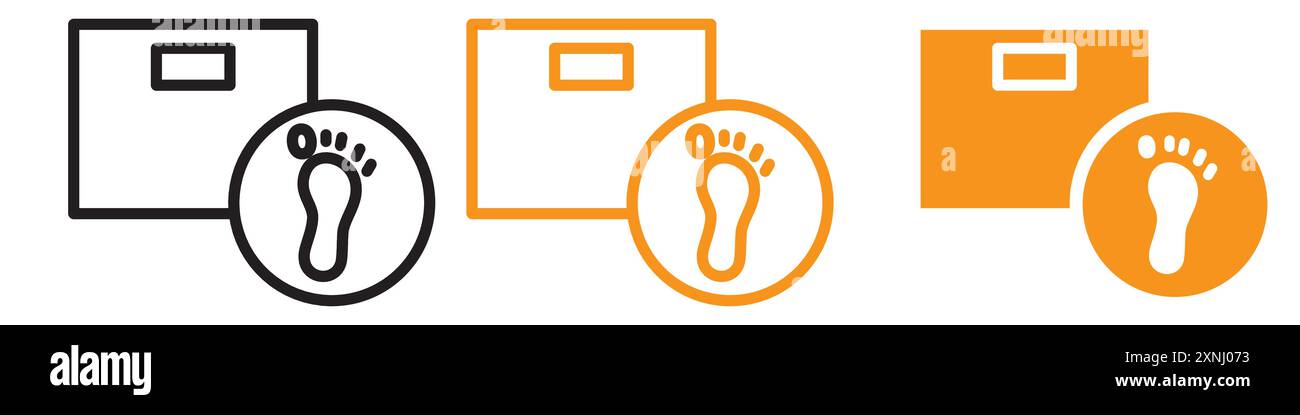 Footprint on weight scale icon web design logo set collection in flat ...