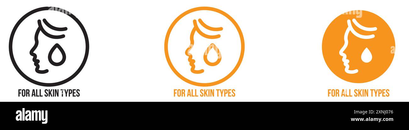 for all skin types icon web design logo set collection in flat vector ...