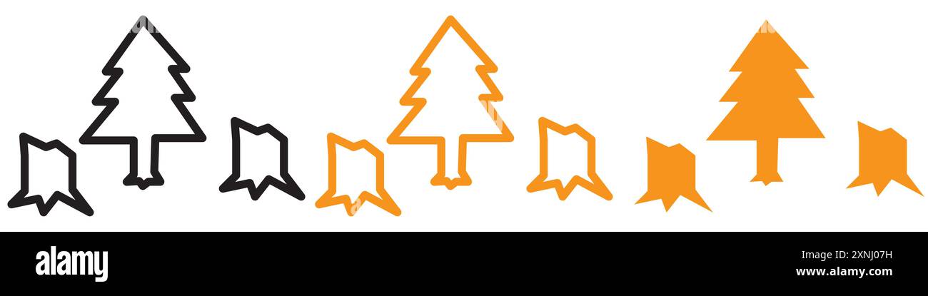 Destruction of forests icon web design logo set collection in flat vector Stock Vector Image ...