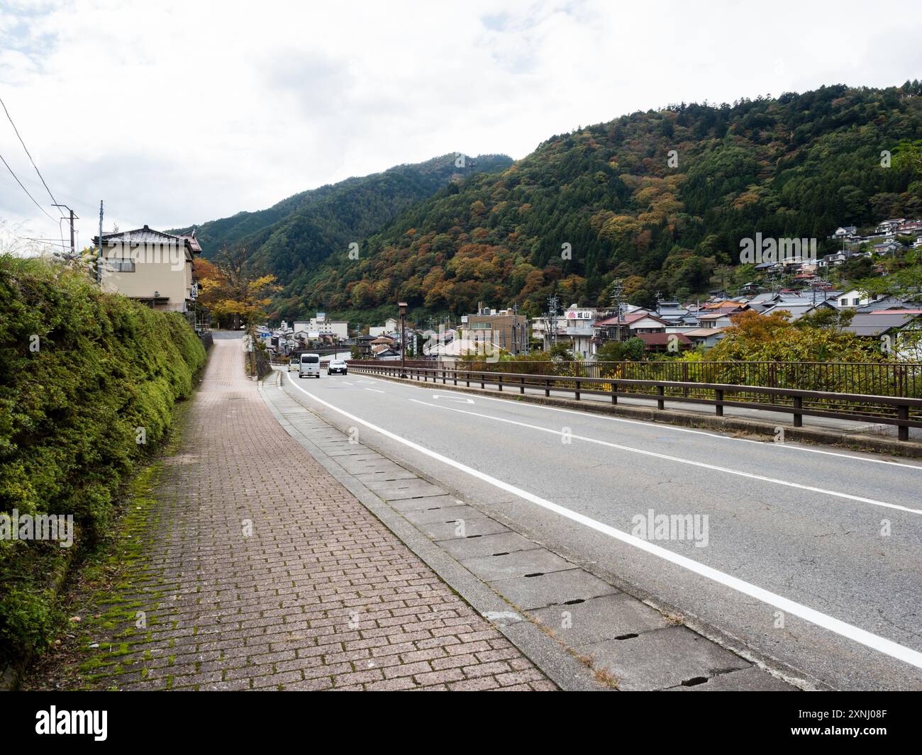 Kiso, Nagano prefecture, Japan - October 23, 2017: National route 19 running through Kiso ...