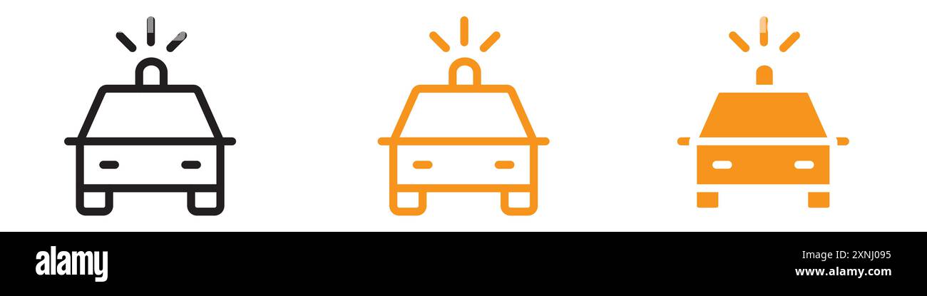 Flashing police car icon web design logo set collection in flat vector ...