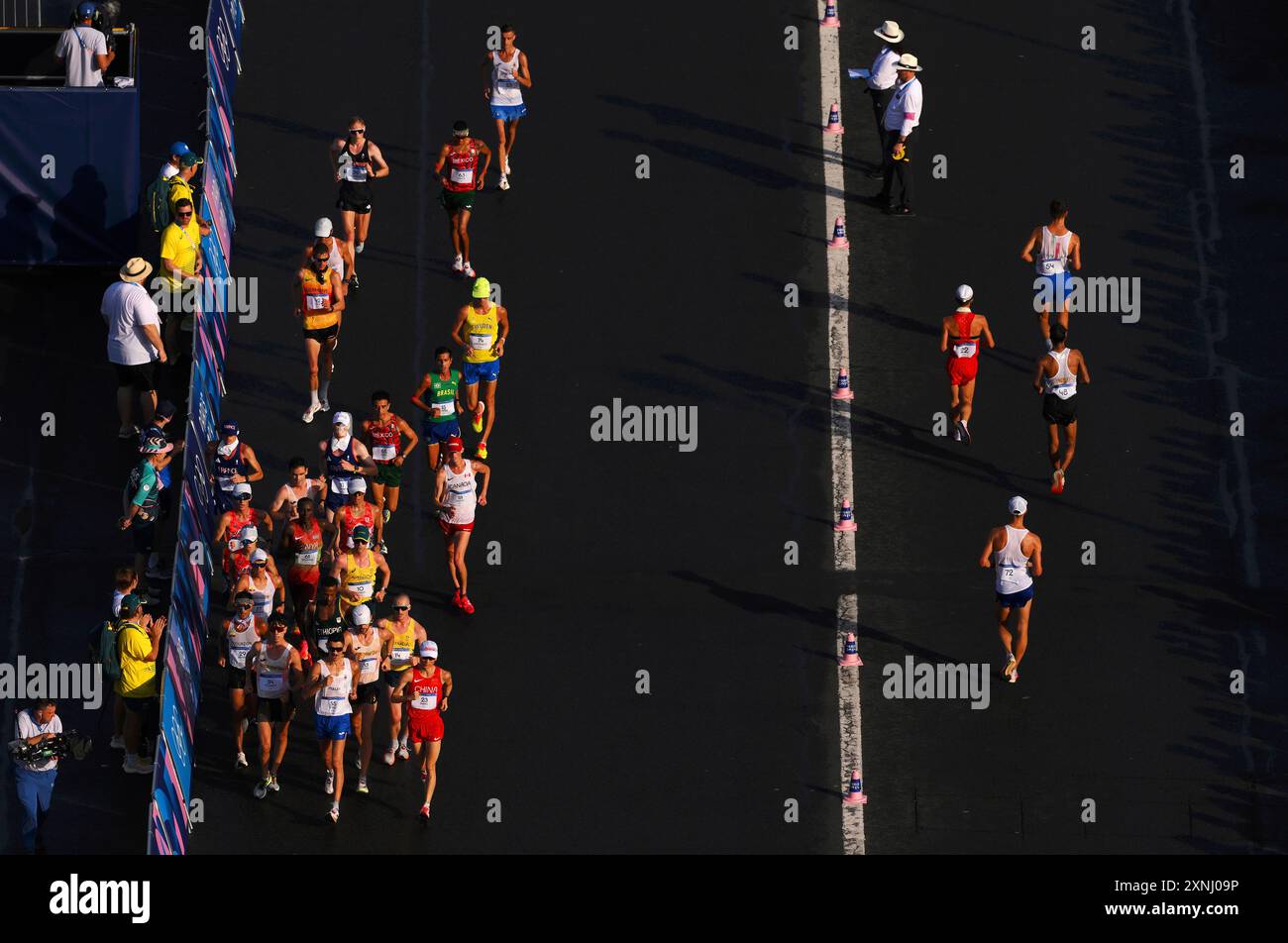 Athletes compete during the men's 20km race walk at the 2024 Summer ...