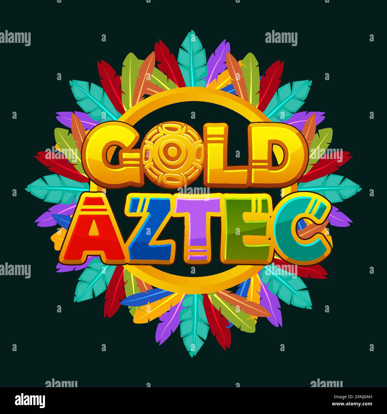 Icon for casino-themed Aztec game. Logo- Aztec gold, textured and ...