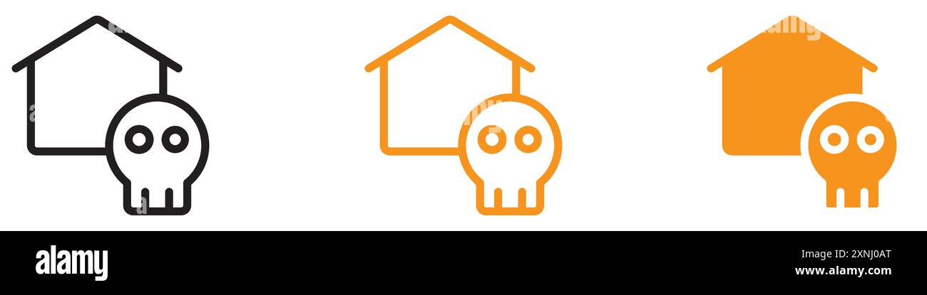 Haunted house icon web design logo set collection in flat vector Stock ...
