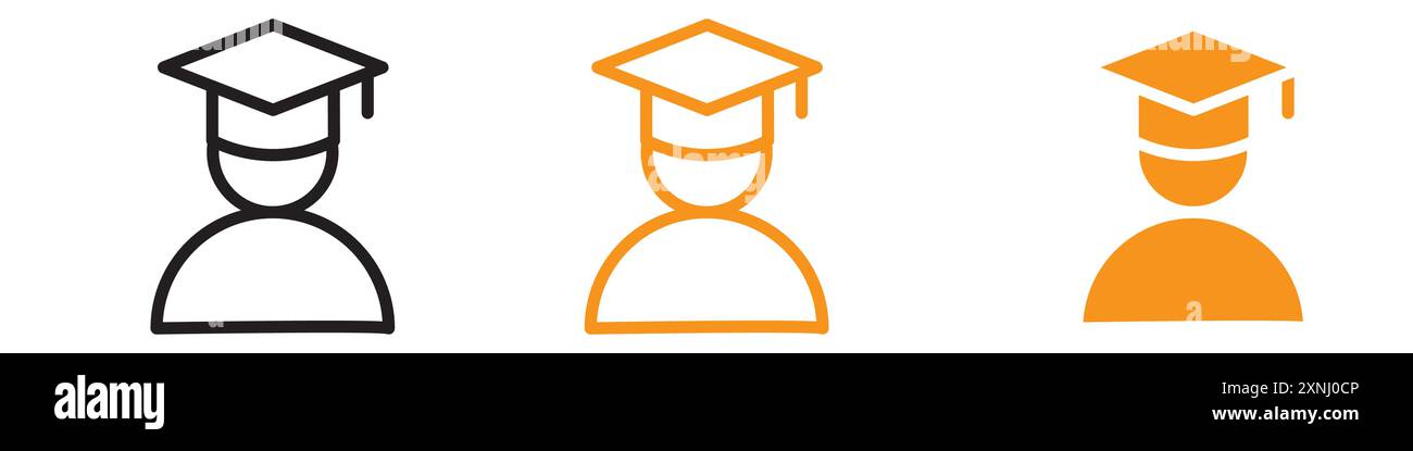 Graduated student icon web design logo set collection in flat vector ...