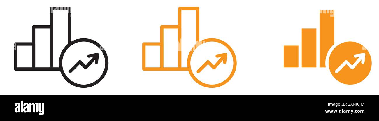 Increase chart icon (2) web design logo set collection in flat vector ...