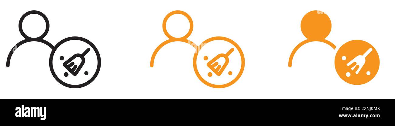 Janitor icon web design logo set collection in flat vector Stock Vector ...