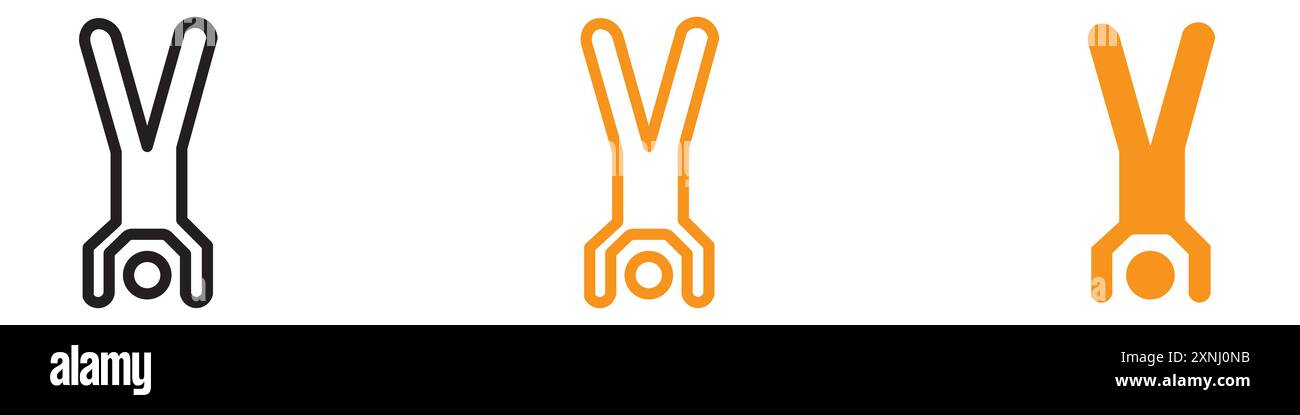 handstand exercise icon web design logo set collection in flat vector ...