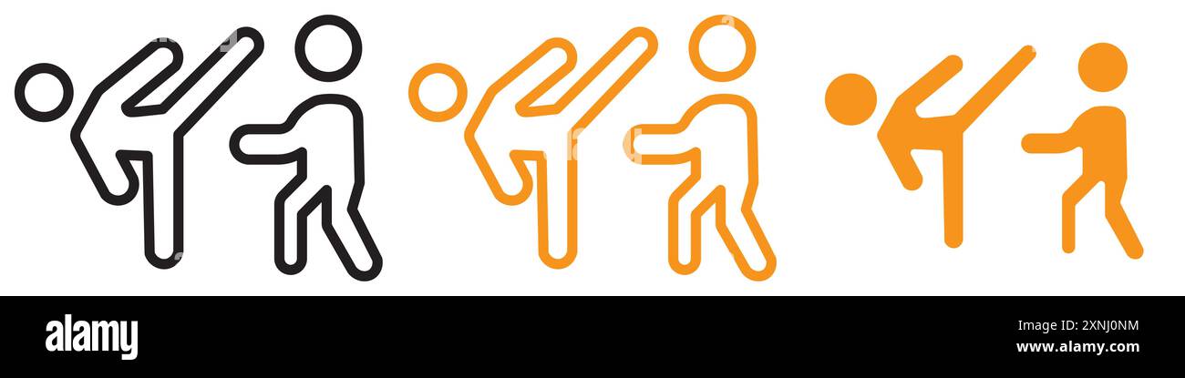 Kickboxing icon web design logo set collection in flat vector Stock ...