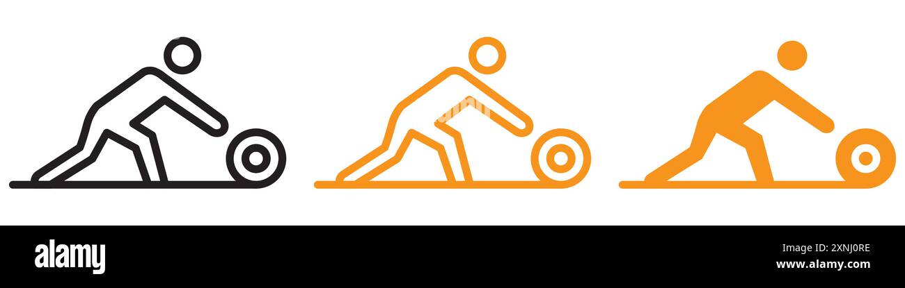 Man rolling carpet mat icon web design logo set collection in flat ...