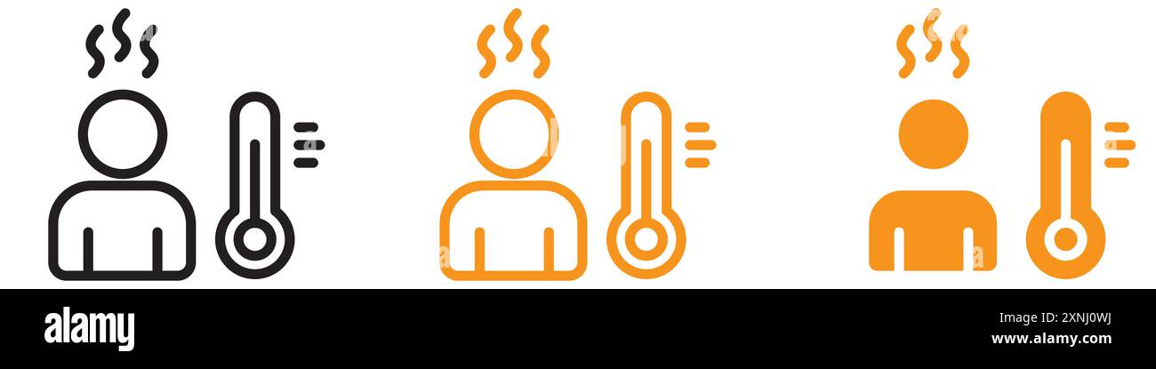 Fever, high temperature icon web design logo set collection in flat ...