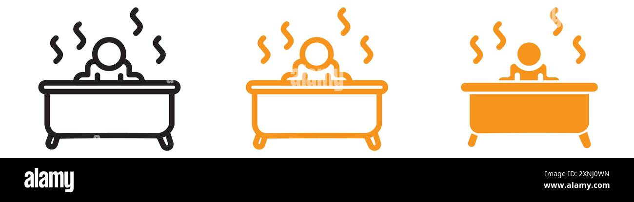Man relaxing in jacuzzi icon web design logo set collection in flat ...