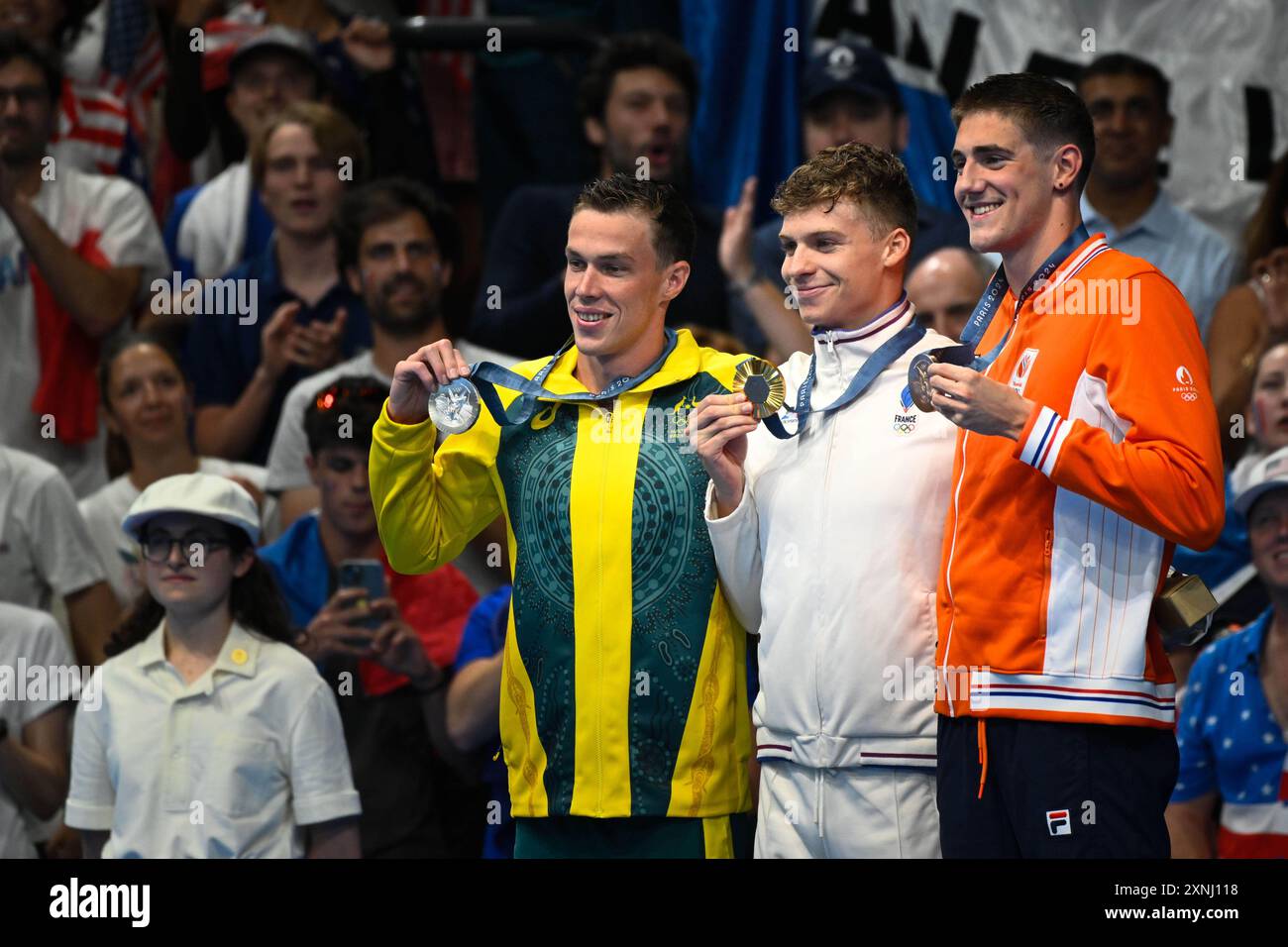 Zac Stubblety Cook ( AUS ) Silver medal, Leon Marchand ( FRA ) Gold ...