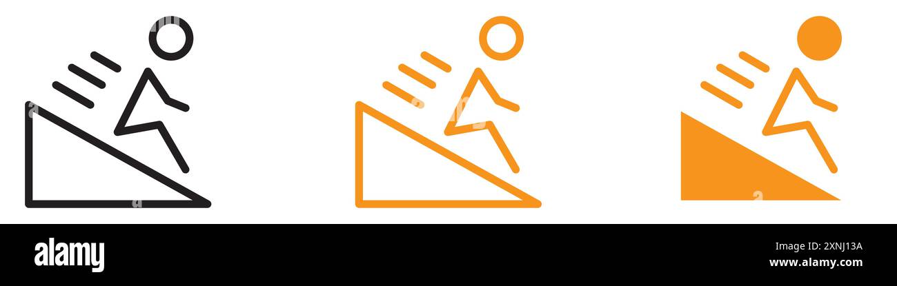 Man slide on slope icon web design logo set collection in flat vector ...