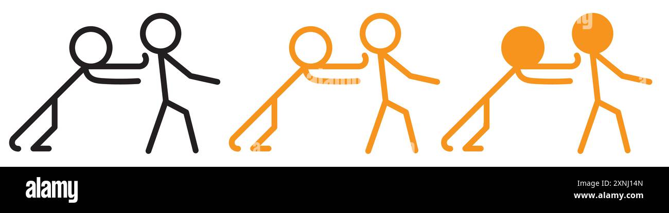 Man pushing another person icon web design logo set collection in flat ...