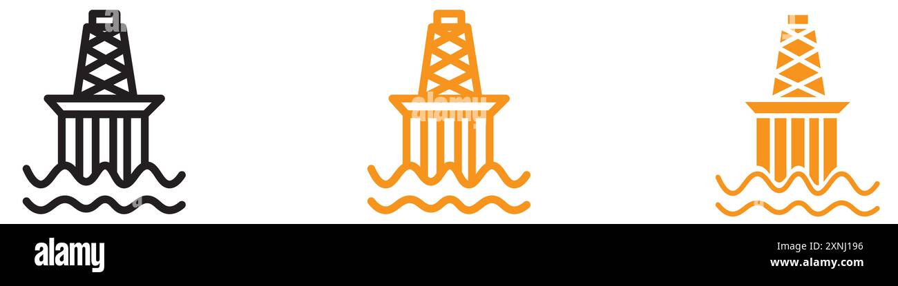 Oil platform icon web design logo set collection in flat vector Stock ...