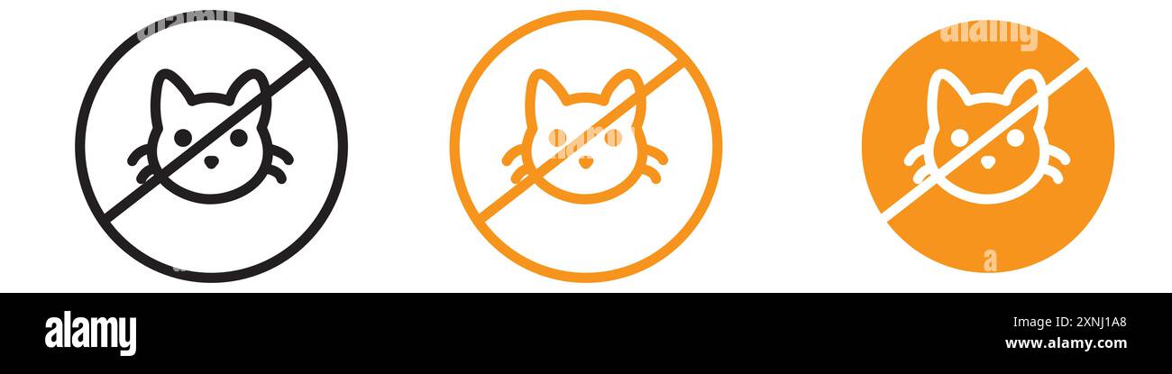 No cats allowed icon web design logo set collection in flat vector ...